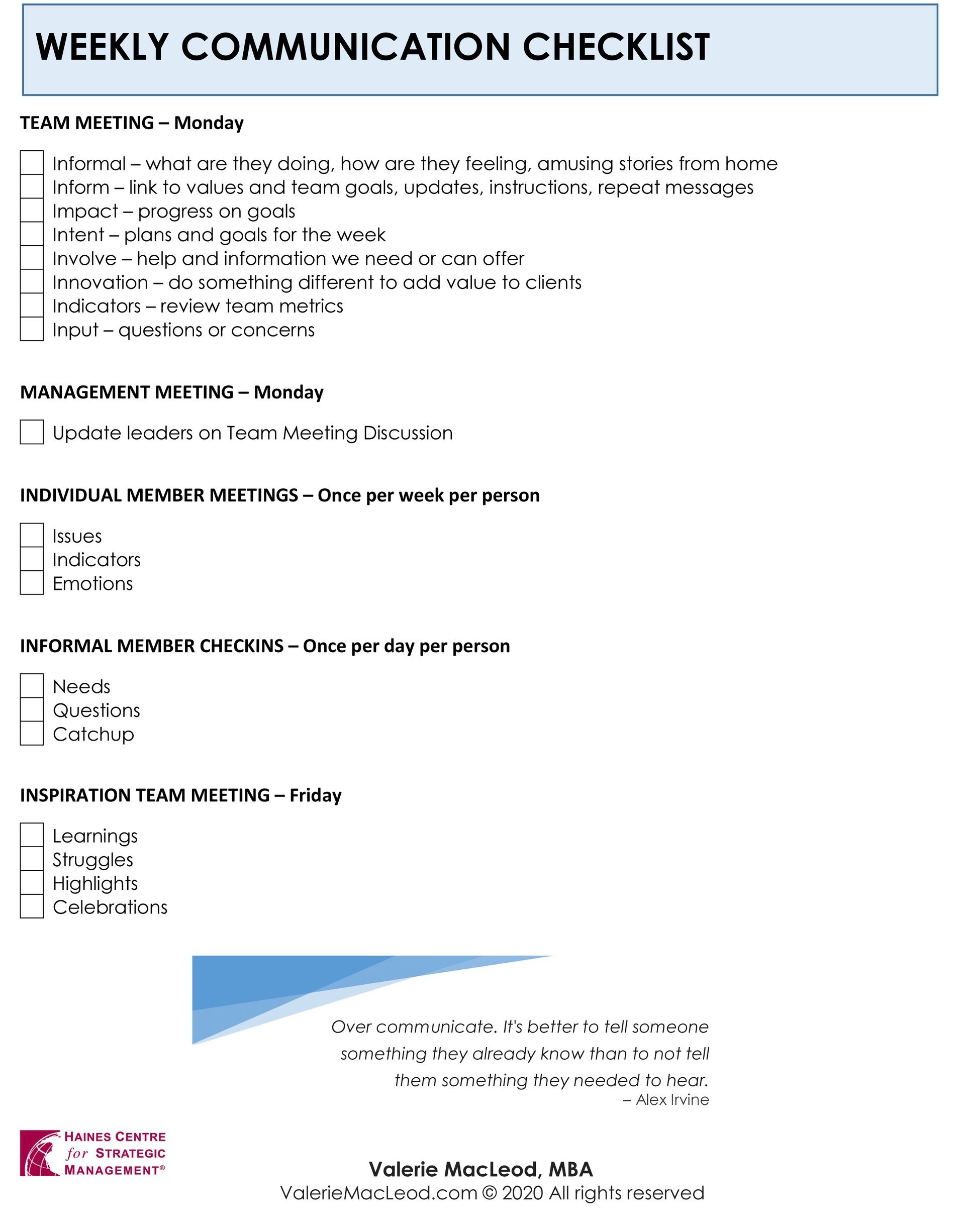 Valerie MacLeod Business Coach, Systems Thinking | Weekly Communication ... Valerie MacLeod Business Coach, Systems Thinking | Weekly Communication ...